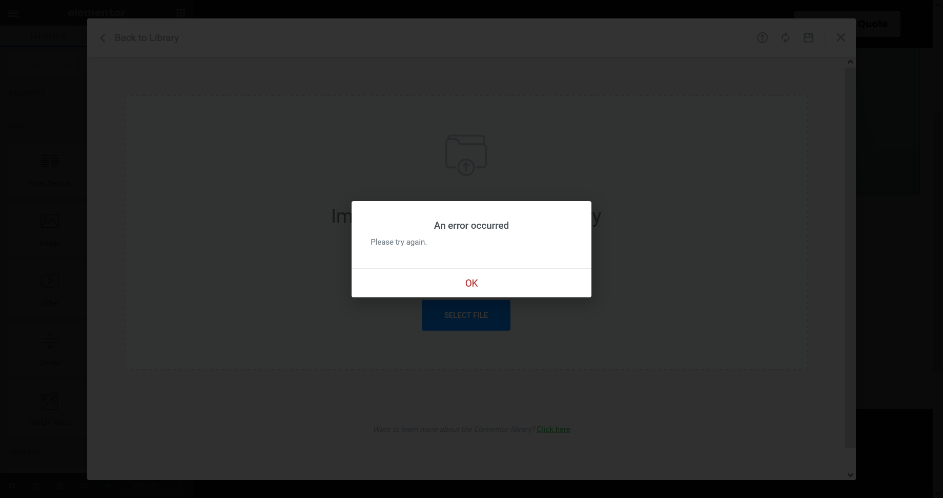 Elementor Error Occured When Import A Json File TECHBHUPENDRA Elementor Error Occured When Import A Json File TECHBHUPENDRA